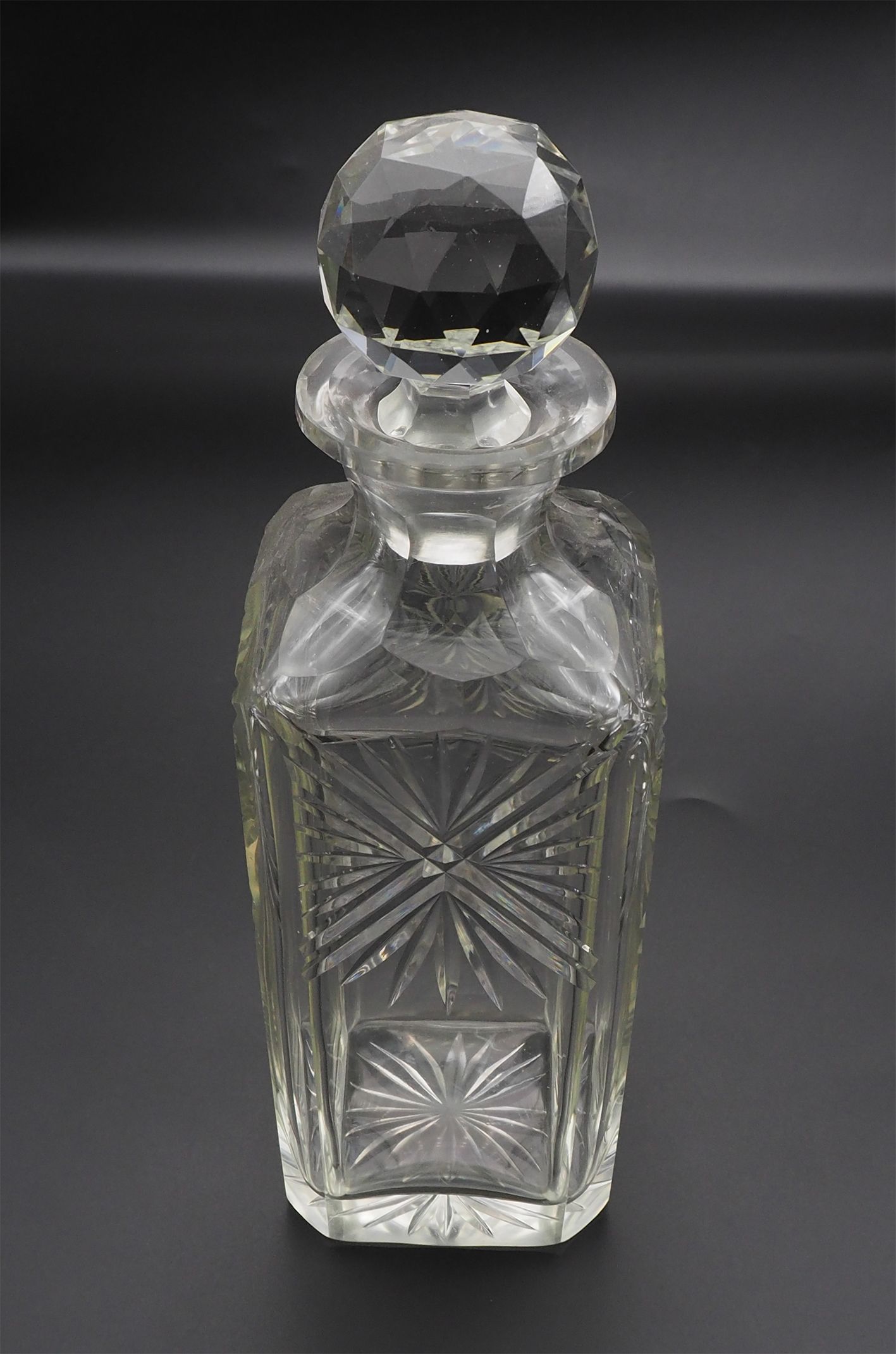 Victorian Cut Glass Square Decanter