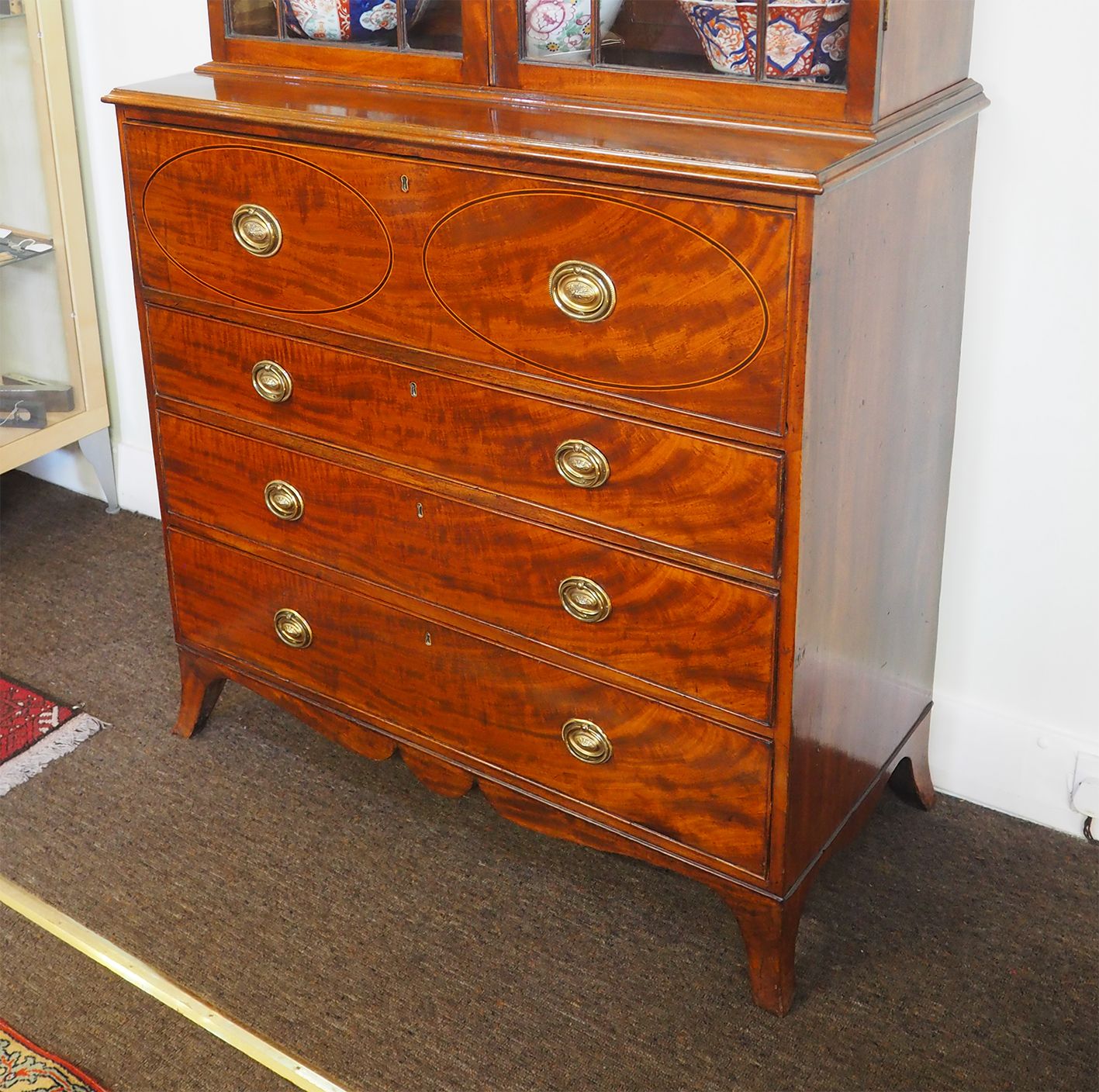 Neat Georgian Mahogany Secretaire Bookcase